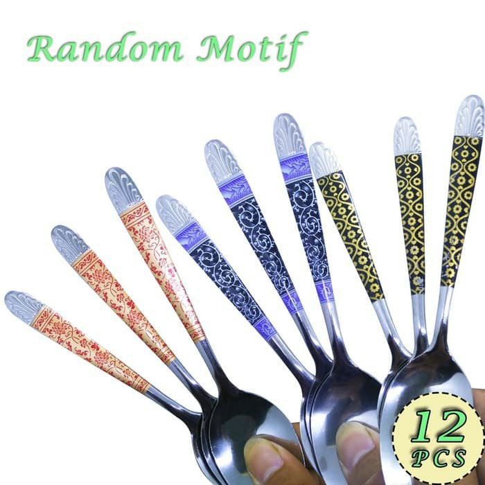 MAWAR [BATIK Rose Spoon And Fork] 1 Dozen BATIK MOTIF STAINLESS STEEL ...