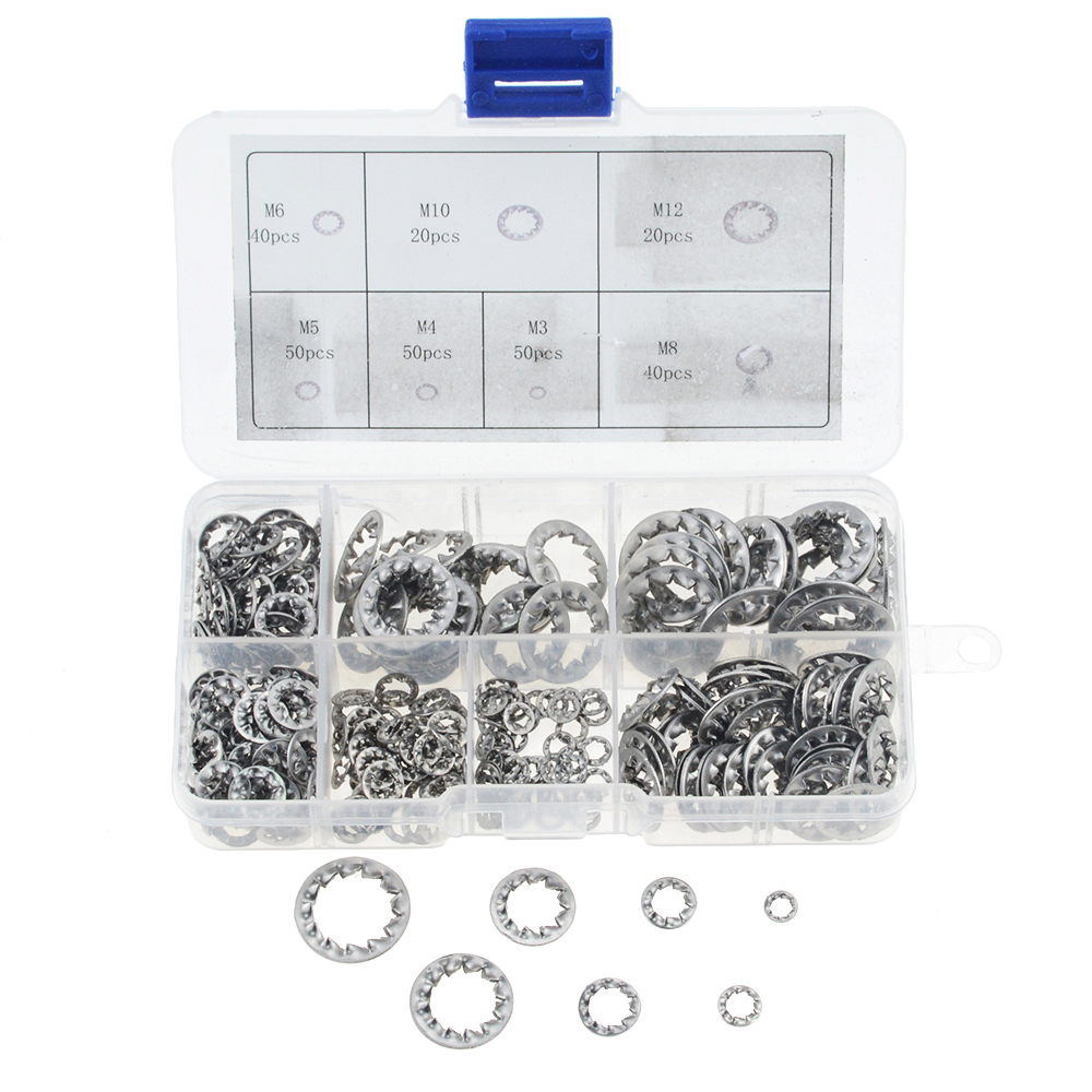 270PCS M3-M12 Assortment 304 Stainless Steel External Tooth Star Lock ...