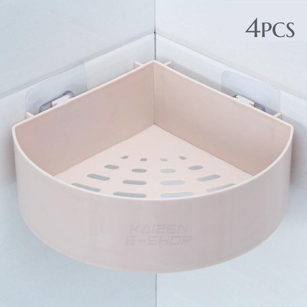 Bathroom Wall & Corner Mounted Sticky Shelving Storage Rack shampoo ...