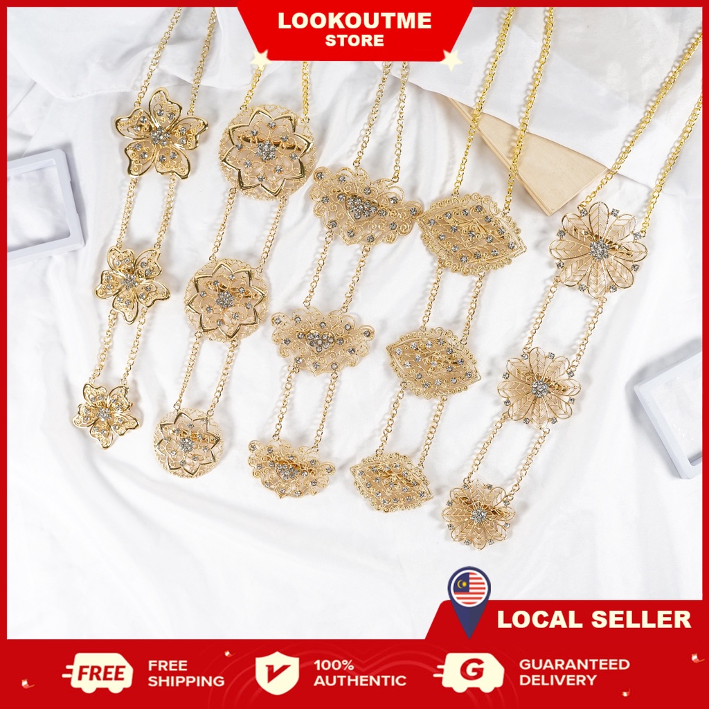 Kerongsang Pin Tudung Rantai Kebaya Berantai Batu Korea Jarum Peniti ...