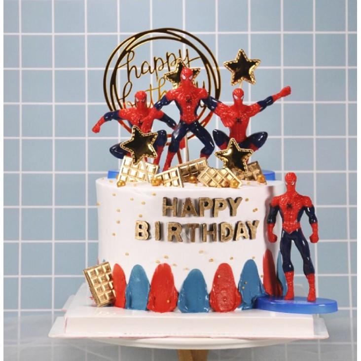 Q version Spiderman Theme Spider Pose Avengers Spiderman set birthday ...