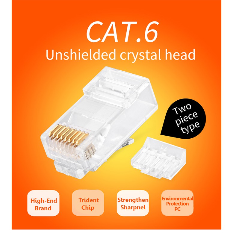 PowerSync CAT6 CAT 6 Modular Plug Socket Network Ethernet Crystal Plug ...