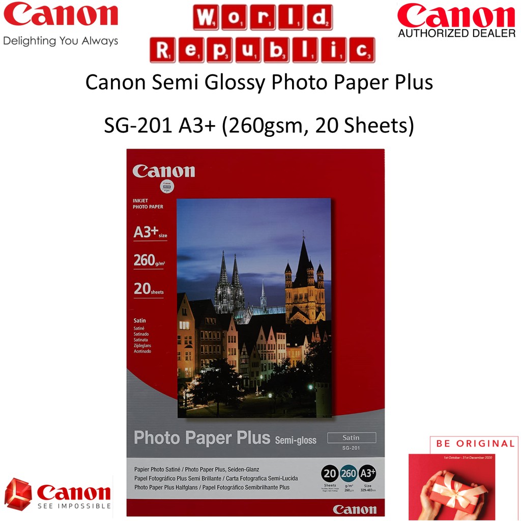 Semi Glossy Photo Paper Plus - SG-201 SG201 A4 , SG-201 A3 , SG-201 A3+ ( 260gsm, 20 sheets ...