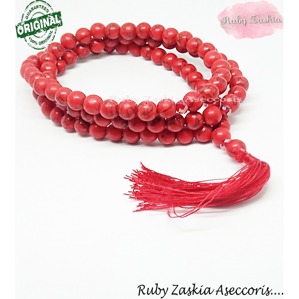 MERAH Red PIRUS STONE TASBIH SIZE 8 MM 99 GRAINS 100% NATURAL | Shopee ...