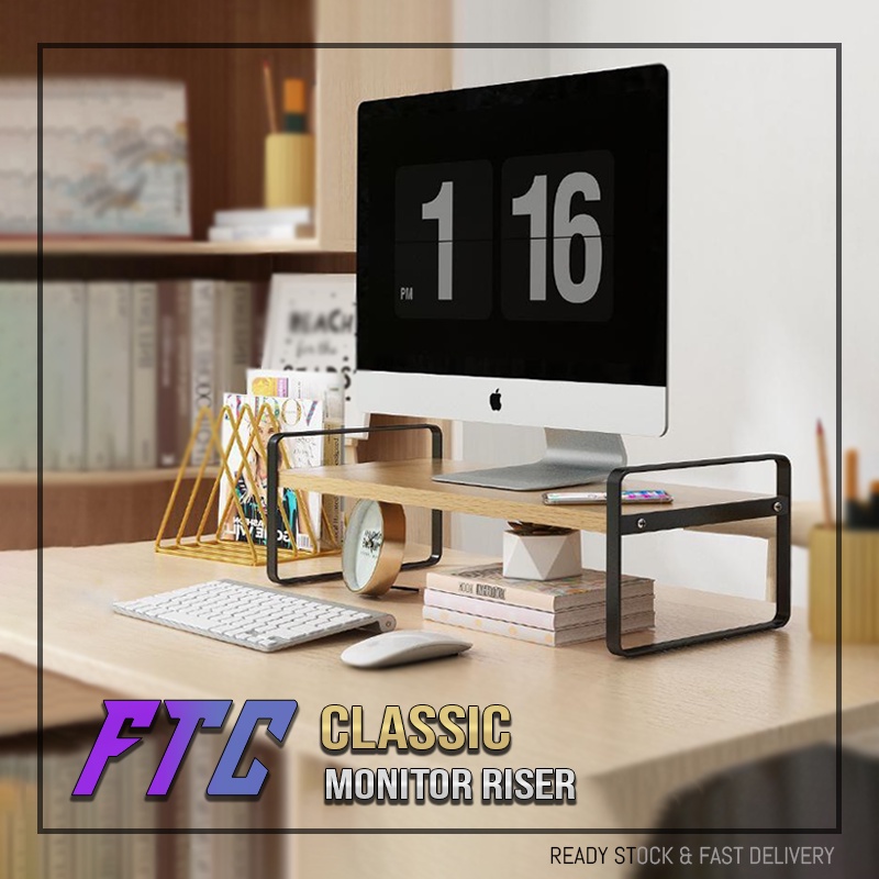 FTC Wooden Steel Monitor Riser Monitor Stand Eye Level Screen Rise with ...