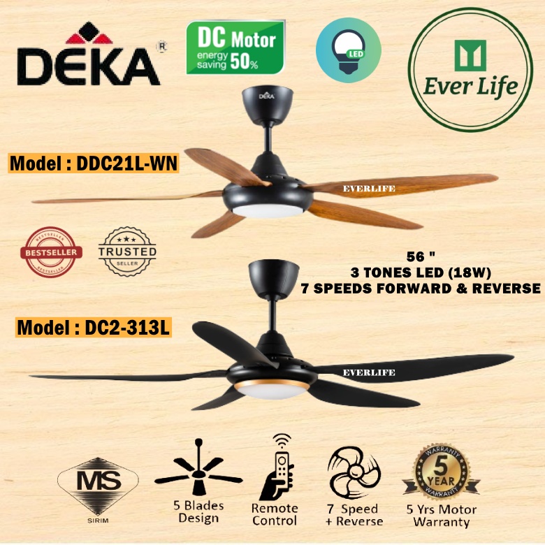 DEKA Ceiling Fan 56" DC Motor Fan Kipas Siling DDC21L & DC2-313L ...