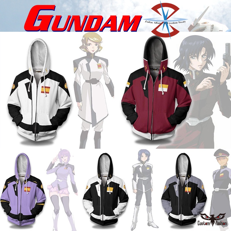 【CustomFashion】 Gundam Zipper Hoodies Zaft 3d Printing Cosplay Zip ...
