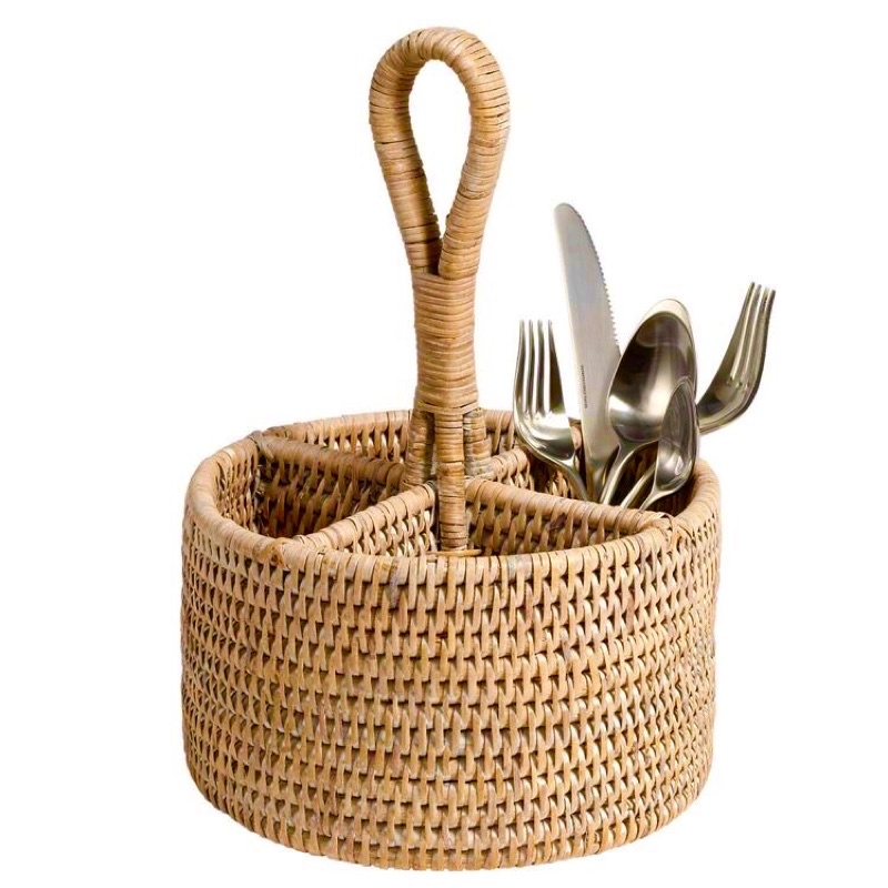 Rattan spoon holder, rattan cutlery/ | Shopee Malaysia