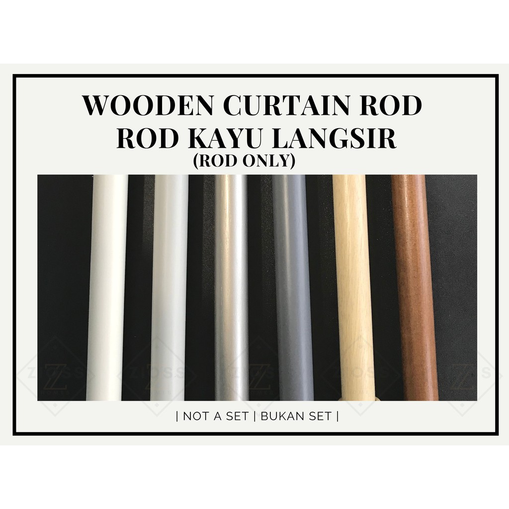 Wooden Curtain Rod | Kayu Langsir | 28mm diameter (ROD ONLY) | Shopee ...
