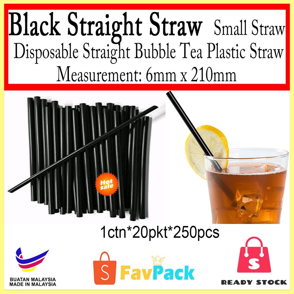 [READY STOCK] 6mm x 8" BLACK STRAIGHT STRAW/ STRAW HITAM (100PCS ...