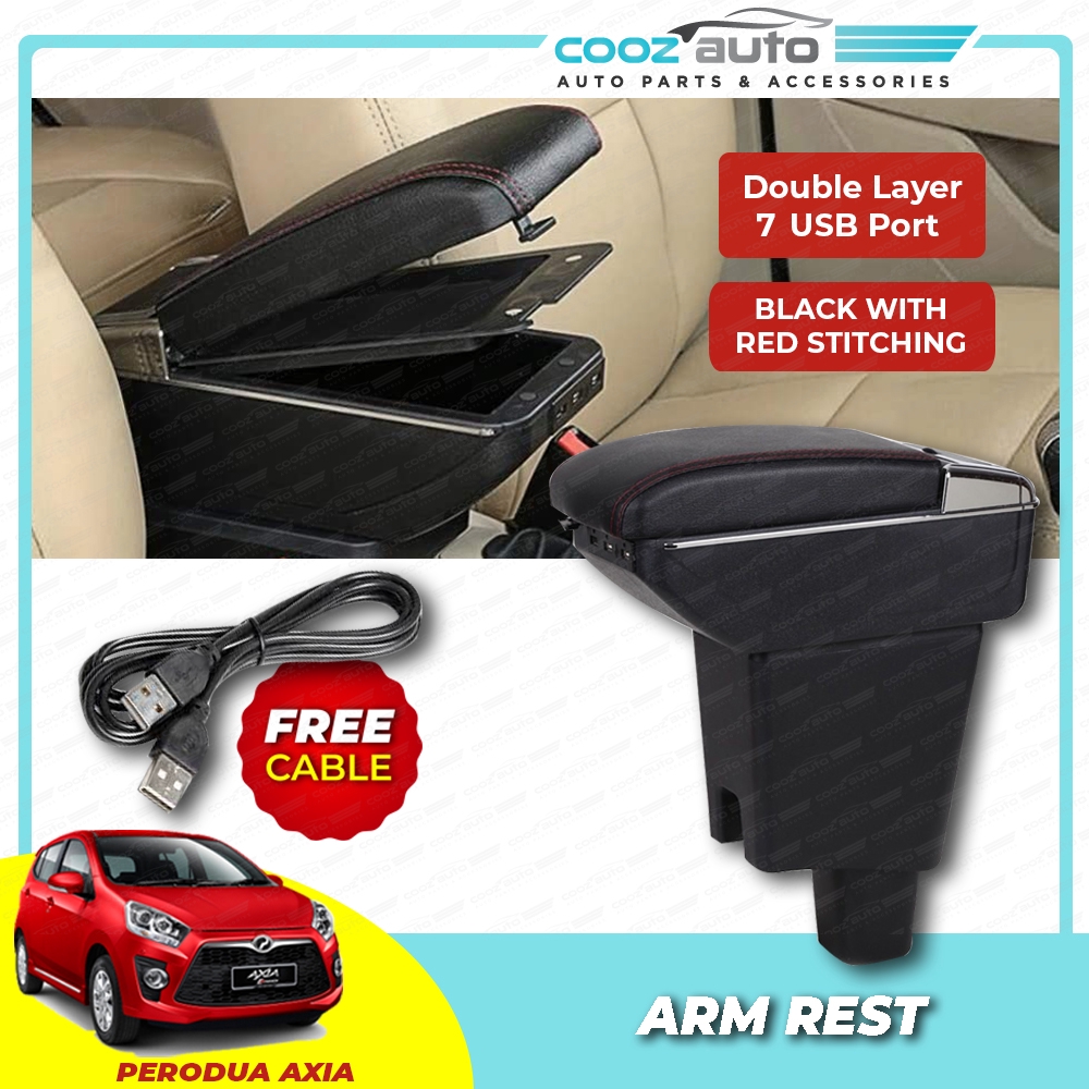 Perodua Axia 2014 - 2019 7 USB Double Layer Arm Rest Armrest Console ...
