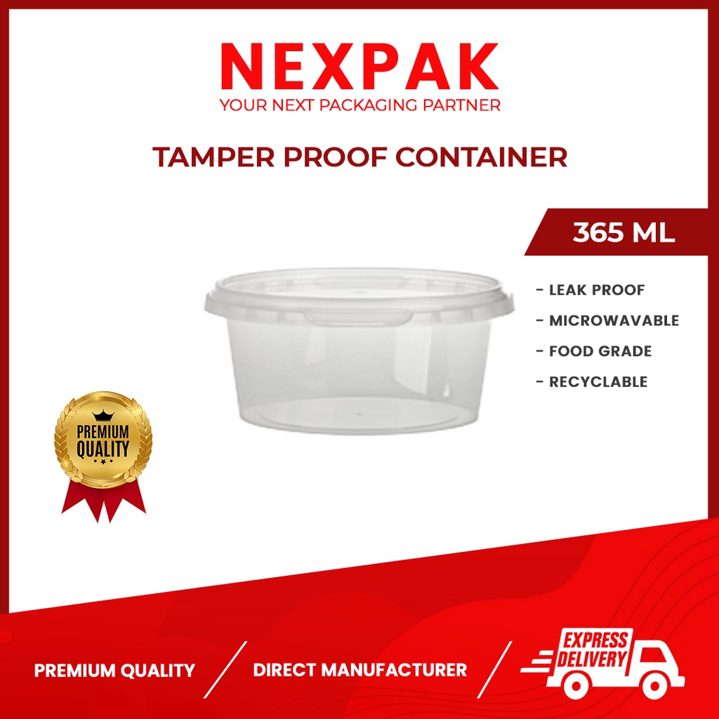 365ml Tamper Proof Container Microwavable Food Grade Stackable with Cover 1 Box 250pcs | Shopee ...