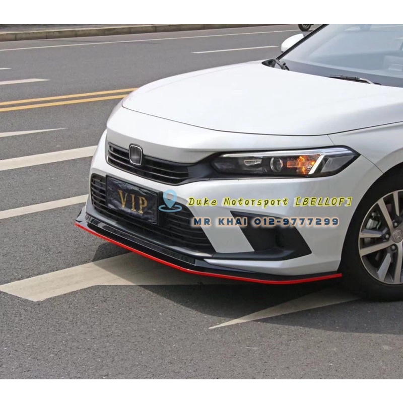 Honda Civic FE RS Front Bumper V Lips Diffuser Lip Skirt Gloss Black ...