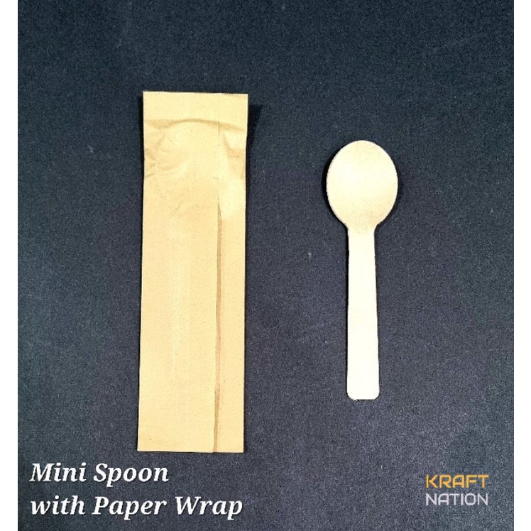 [ECO] Disposable Natural Wooden Mini Spoon/Spork with Paper Wrap ...