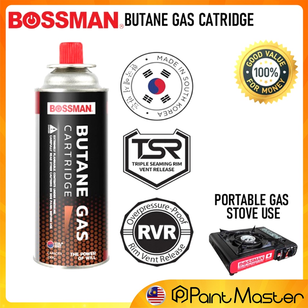 BOSSMAN KOREA BUTANE GAS CARTRIDGE 230G (MADE IN KOREA) | Shopee Malaysia