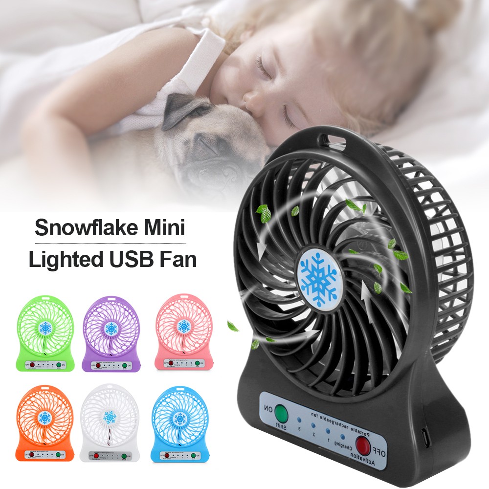 Portable Mini USB Fan Rechargeable LED Light Fan Air Cooler Mini Desk ...