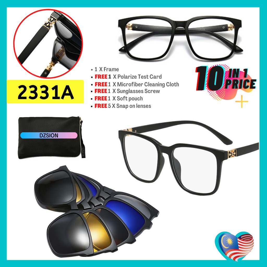 💖BUY 1 FREE 9 💖Polarized Magnetic Clip On Sunglasses Unisex | Shopee ...