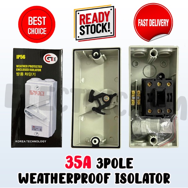 WEATHERPROOF ISOLATOR SWITCH HIMEL 3 POLE 20A/35A/63A (IP66) Outdoor Waterproof Isolator 3Pole ...