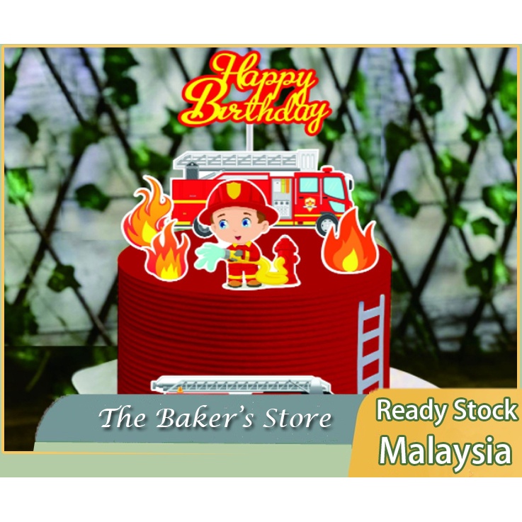 The Baker's bomba fire truck firemen cake topper birthday cake dessert ...