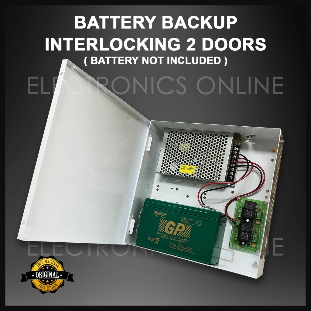 Battery Backup (Battery Not Included) Interlocking EM Lock Both Doors ...