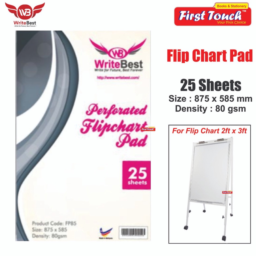 WRITEBEST Flip Chart Paper Pad FP85 (for Flip Chart 2' x 3') FP96 (for ...