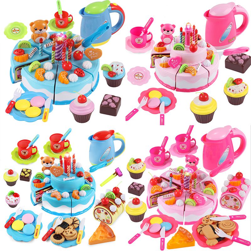 Delightful Pretend Role Play Kitchen Toy Happy Birthday Cake Set Kids ...