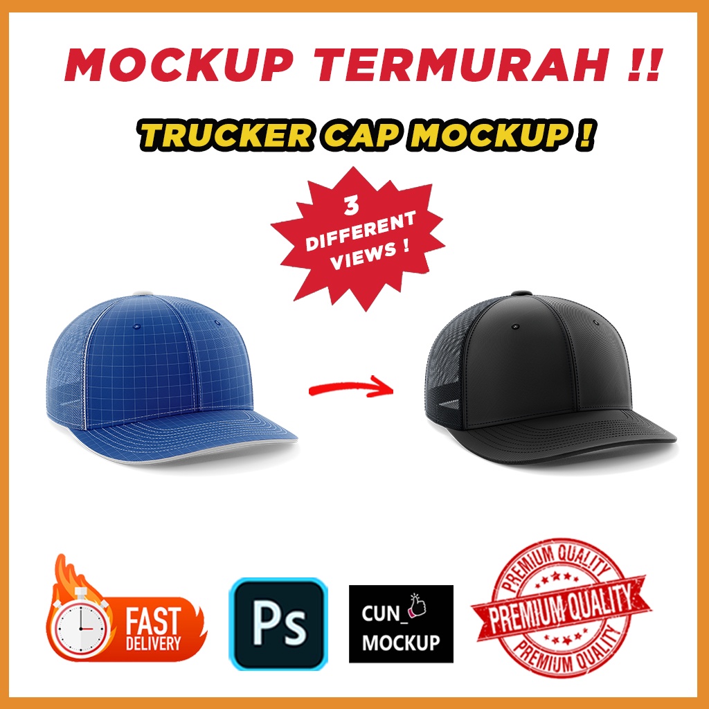 Mockup Trucker Cap (High Quality) | Shopee Malaysia