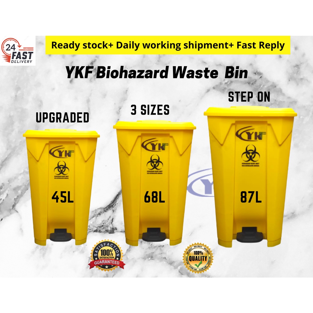 YKF Biohazard Waste Bin 45L 68L 87L Litre Step On/ Pedal Bin / Trash ...