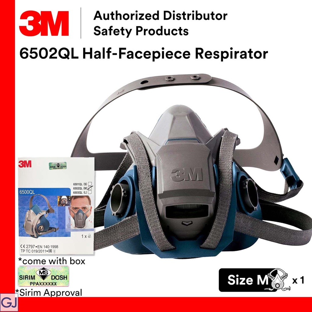 3M 6502QL Reusable Half Facepiece Rugged Silicone Respirator / S(6501 ...