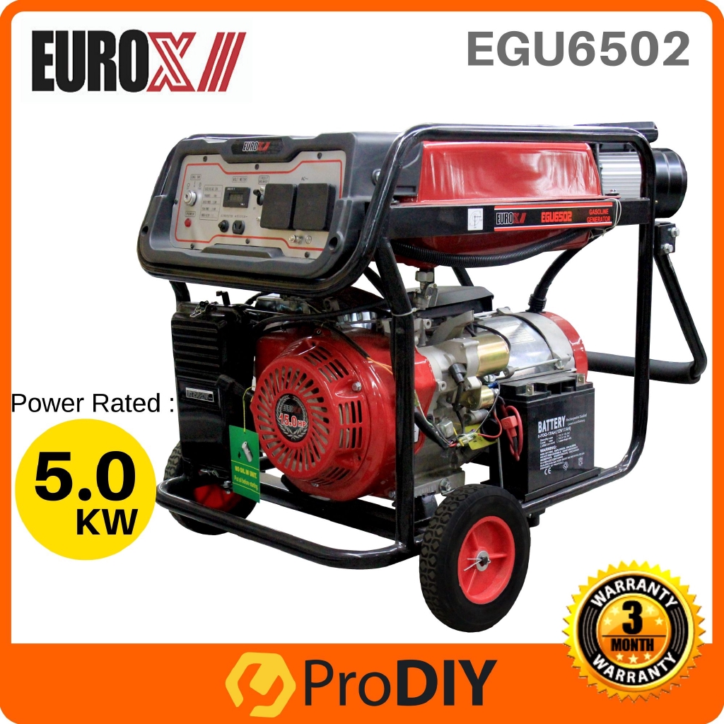 EUROX EUROPOWER EGU6502 5.5kW Gasoline Generator C/W Electric Start ( E-start ) and Wheel ...