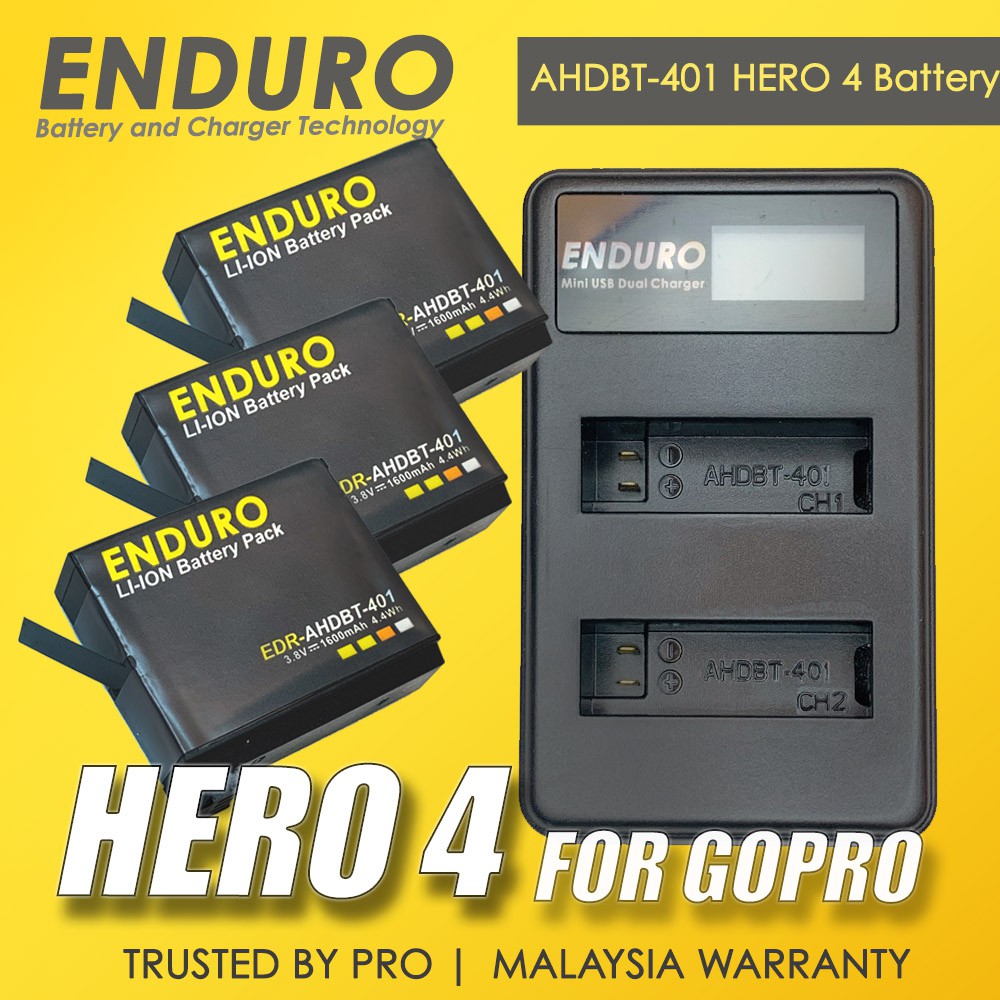 Enduro AHDBT-401 For GOPRO Hero 4 Battery Combo Kit (Malaysia Warranty ...