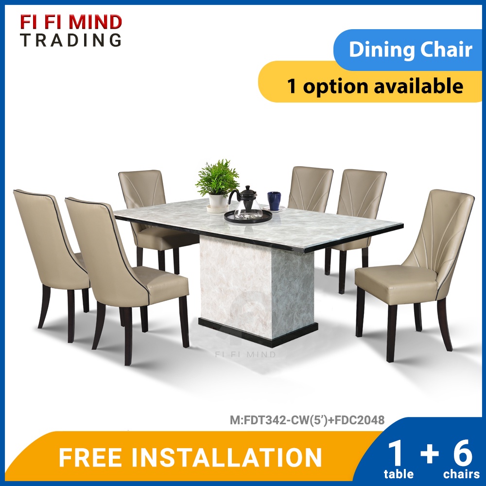 Quirine Marble Dining Set/ Marble Dining Table/ Meja Makan 6 Kerusi ...