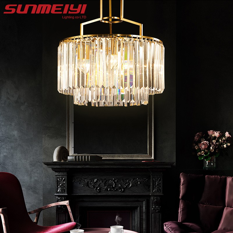 SUNMEIYI Luxury Crystal Chandeliers Copper Led Lamp For Living room ...