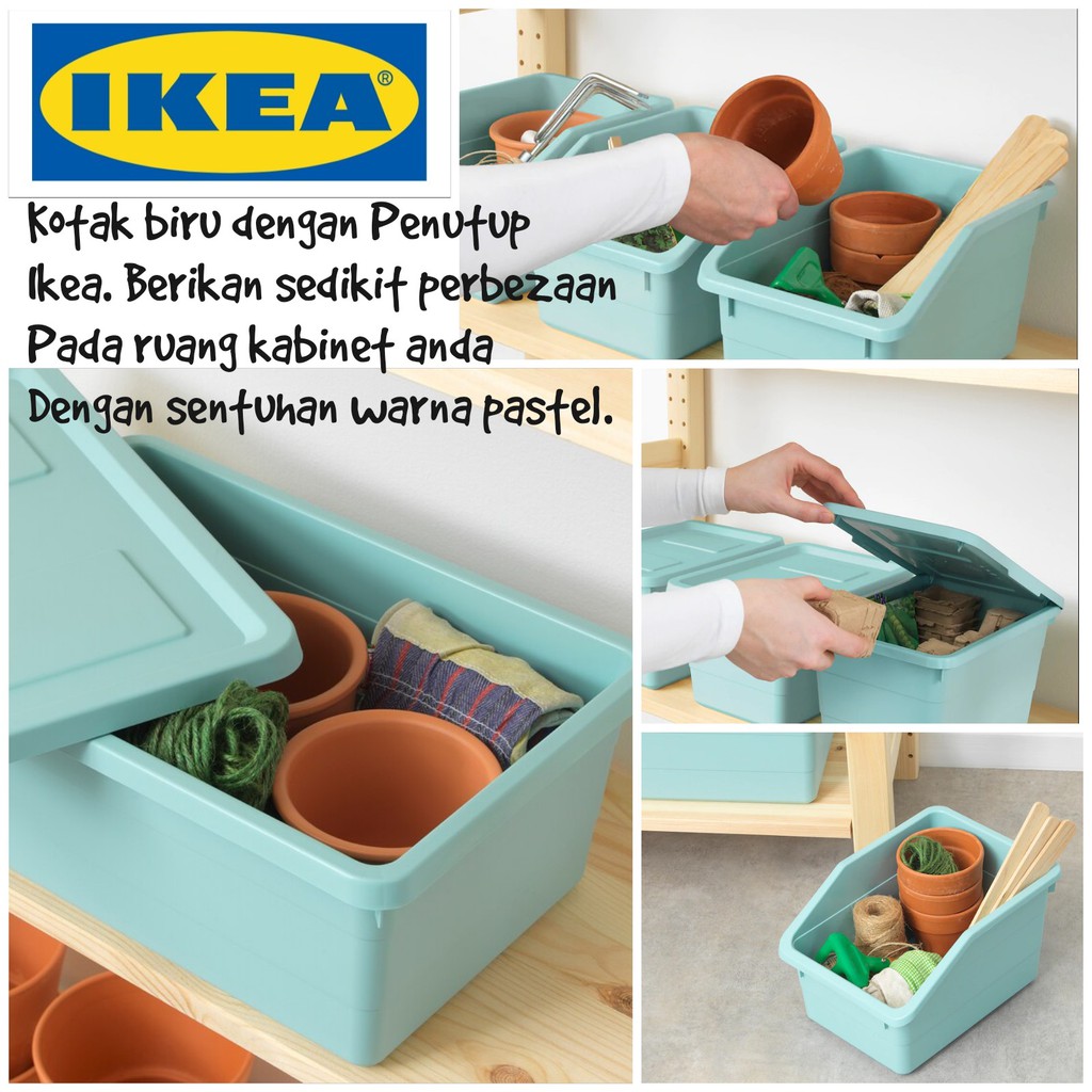 Box with lid - light blue/ kotak simpanan ikea | Shopee Malaysia