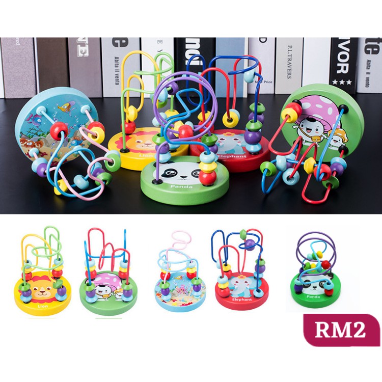 2 lines wooden bead with attractive color appearance for child visual ...