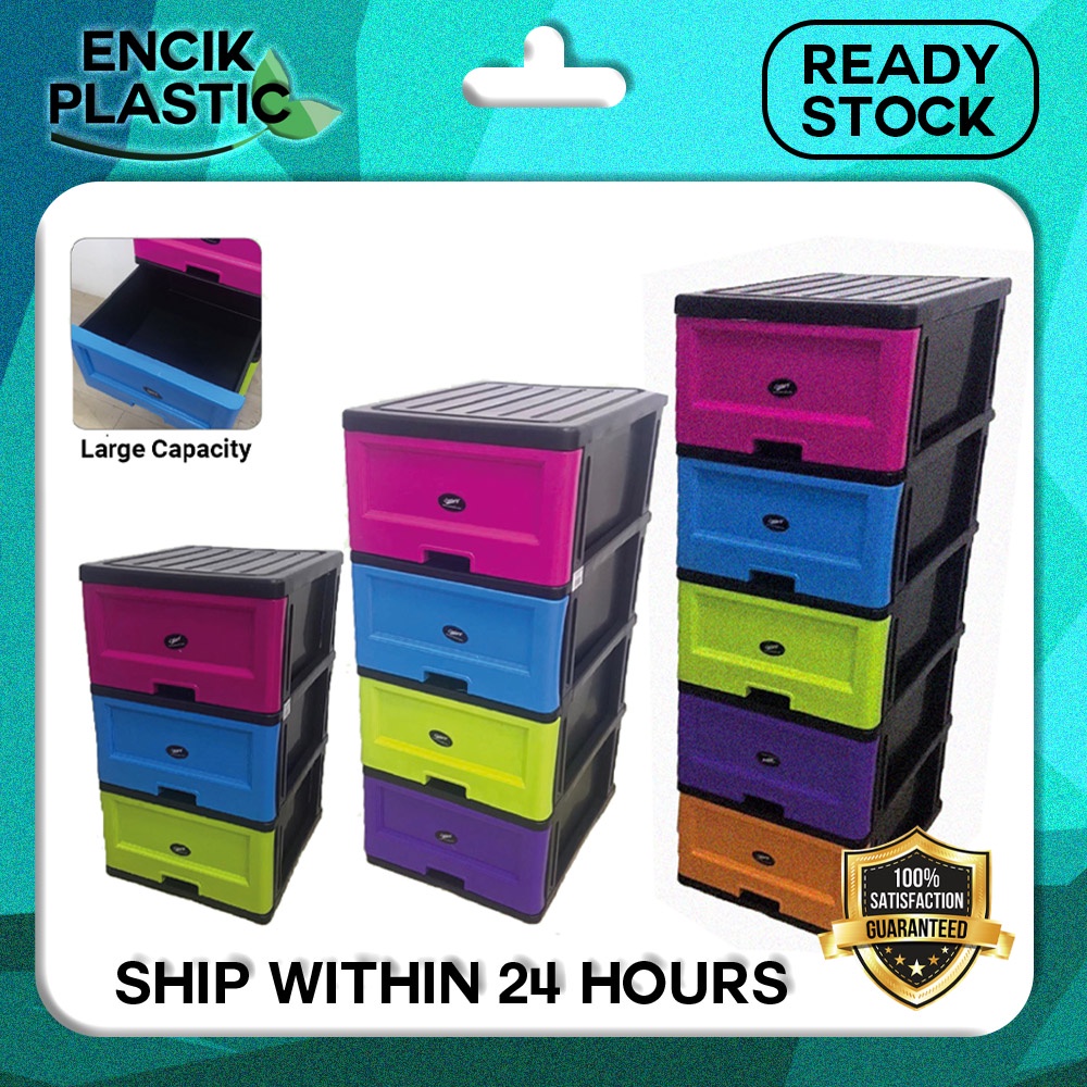 Plastic Drawer Ready Stock : 3 Tier 4 Tier 5 Tier / Almari Plastik ...