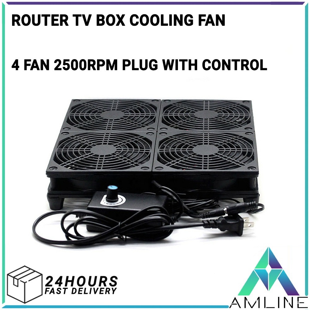 4 Fan 2500RPM UK Converter Powered Plug Cooling Modem Router TV Box 5V ...