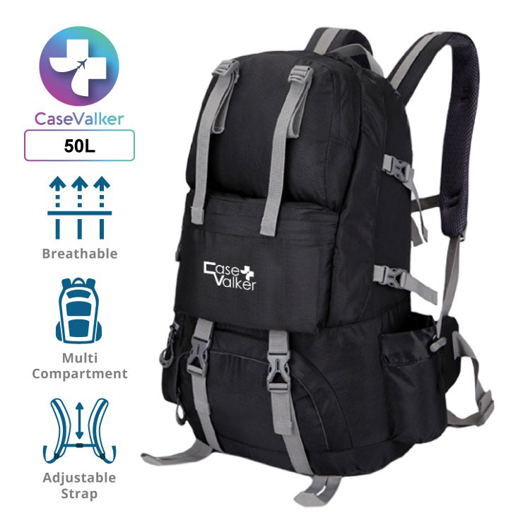 Case Valker Outdoor Travel Nylon Hiking Bag Backpack (50L) | Shopee ...