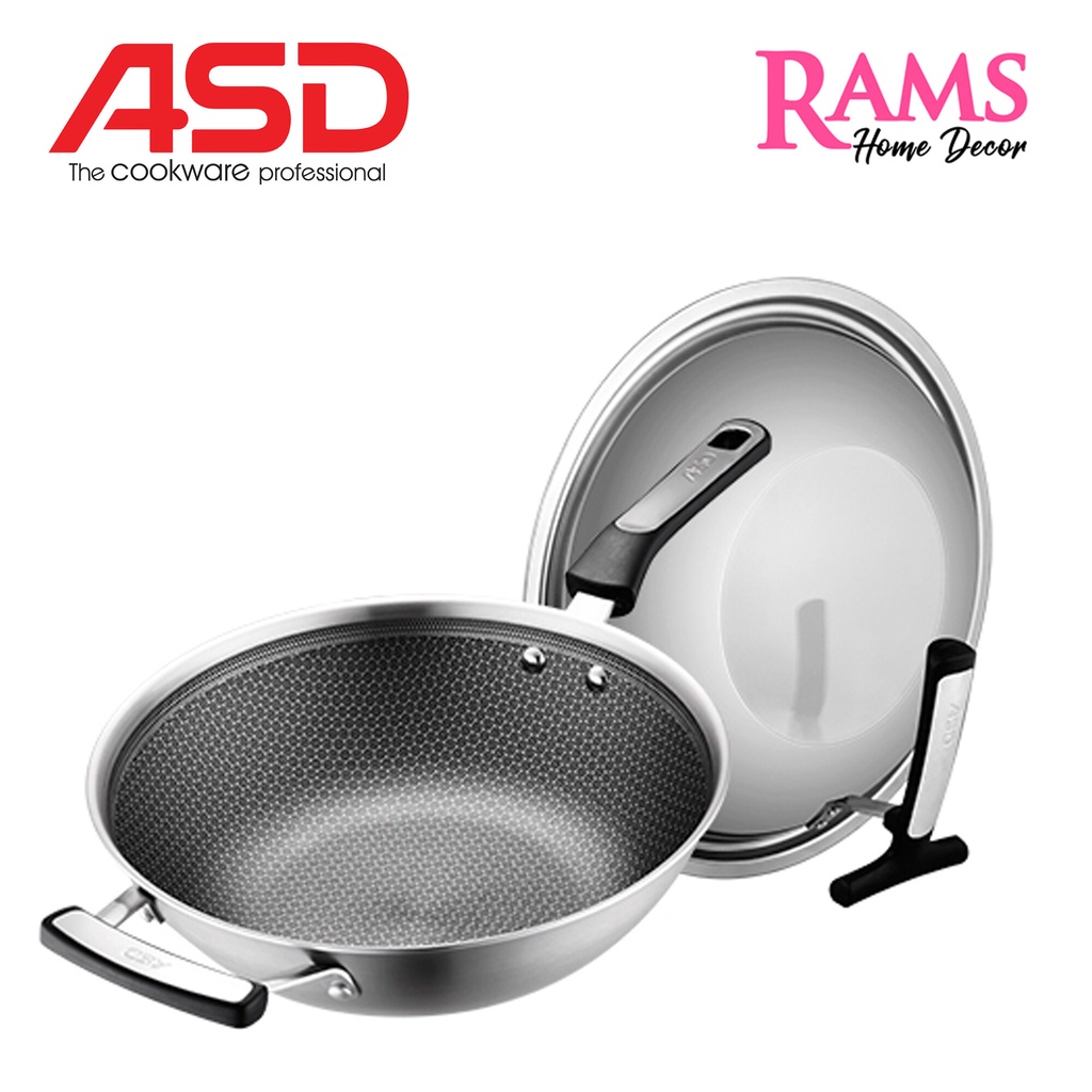 ASD 30cm Induction Non Stick Hybrid 3 Ply Honeycomb Hex Stainless Steel ...