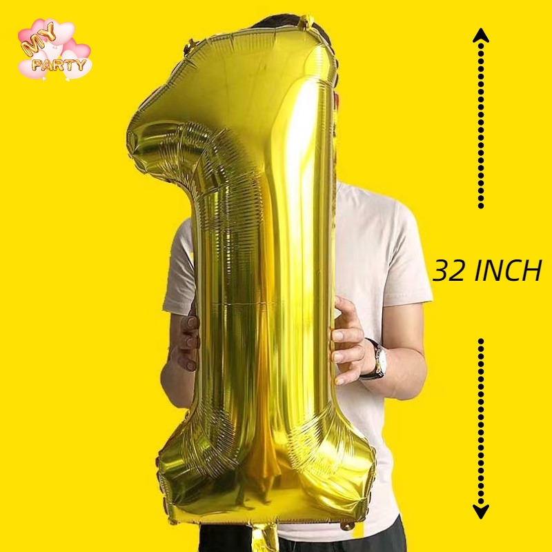 32 Inch Ballon Birthday Foil Ballon Happy Birthday 0-9 Bit Helium ...