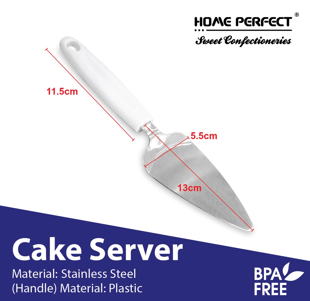 HOME PERFECT Stainless Steel Cake Server W/Anti-Slip Handle Pie Pizza ...