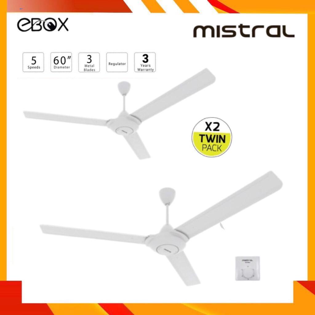 Mistral MCF60AM Ceiling Fan 60 with 5-Speed Regulator - (TWIN PACK ...