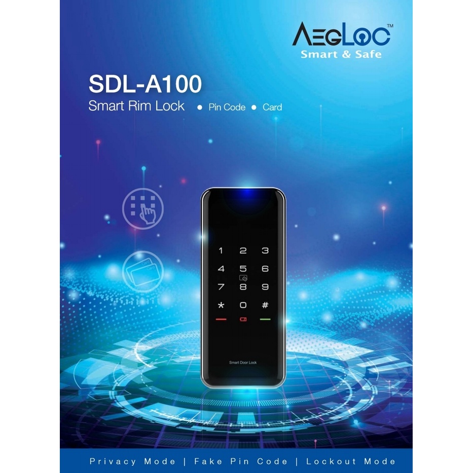 Aegloc SDL-A100 Smart Digital Rim Door Lock | Shopee Malaysia
