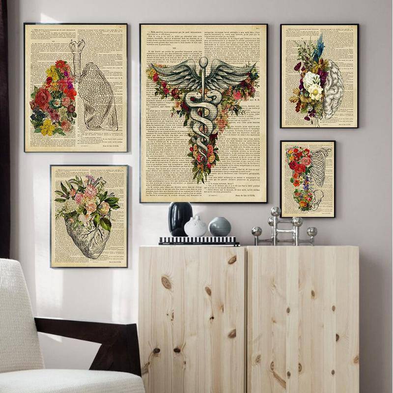 Vintage Posters Anatomy Art Human Heart Brain Lungs Spine Rib Art ...