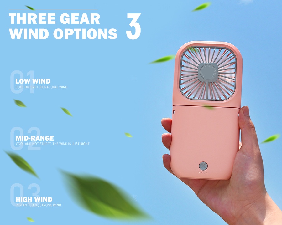 3000MHA power bank Fan Multifunctional foldable fan Portable Handheld ...