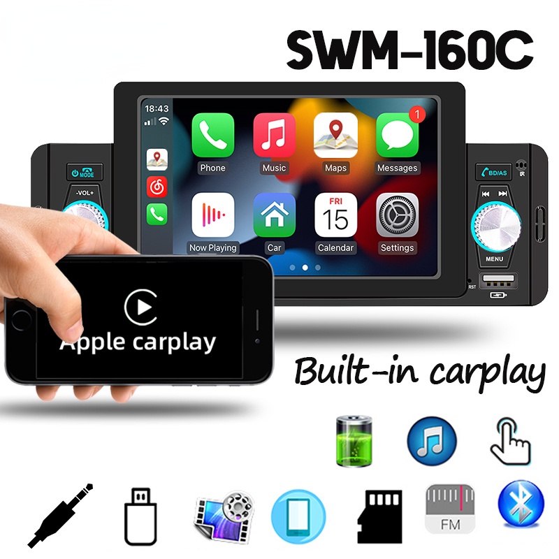5 Inch Car MP5 Host CarPlay 1 Din Bluetooth 5.1 Mobile Phone Internet ...