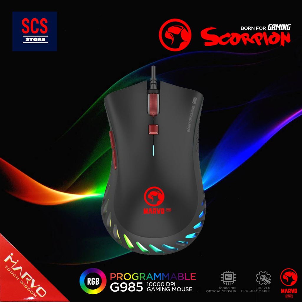 MARVO G985 RGB GAMING MOUSE PROGRAMMABLE 10000DPI | Shopee Malaysia
