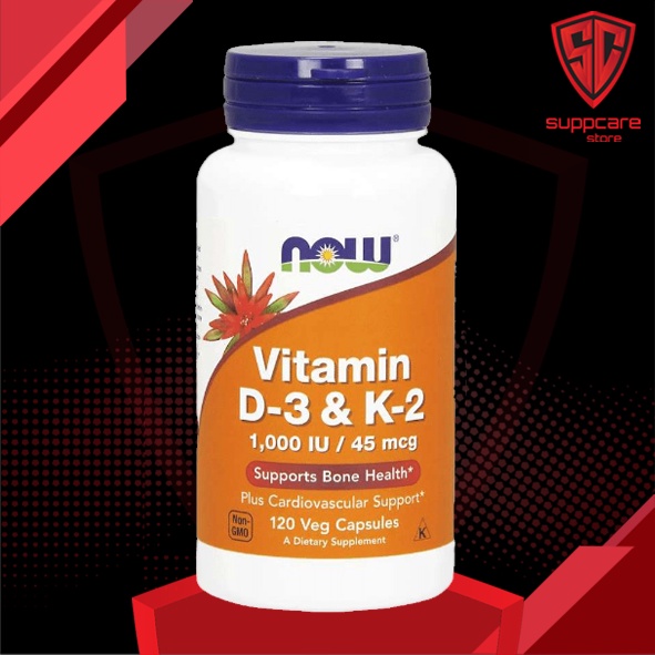 Vitamin D3 & K2 | Now Vitamin D3 & K2 1,000 IU / 45 mcg 120 Tablets ...