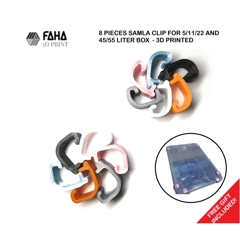 3D Printed 8 Pieces Samla Clip For Ikea Box (5/11/22 Or 45/65 Liter ...