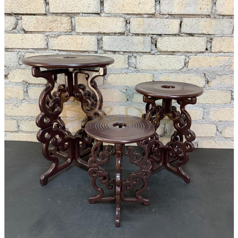 Kaki Pasu Fiber Bulat-Coklat gelap 310/ Round Shape Dark Brown Wooden ...